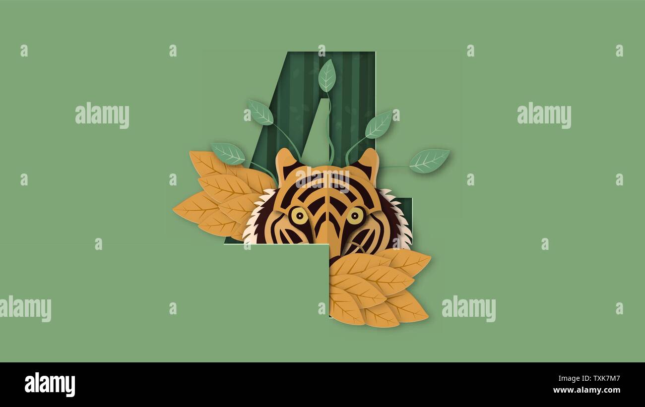 International tiger day with face and number. Vector illustration in ...