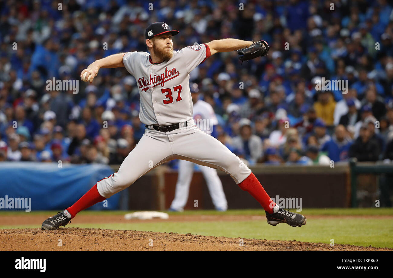Washington Nationals starting pitcher Stephen Strasburg delivers to the ...