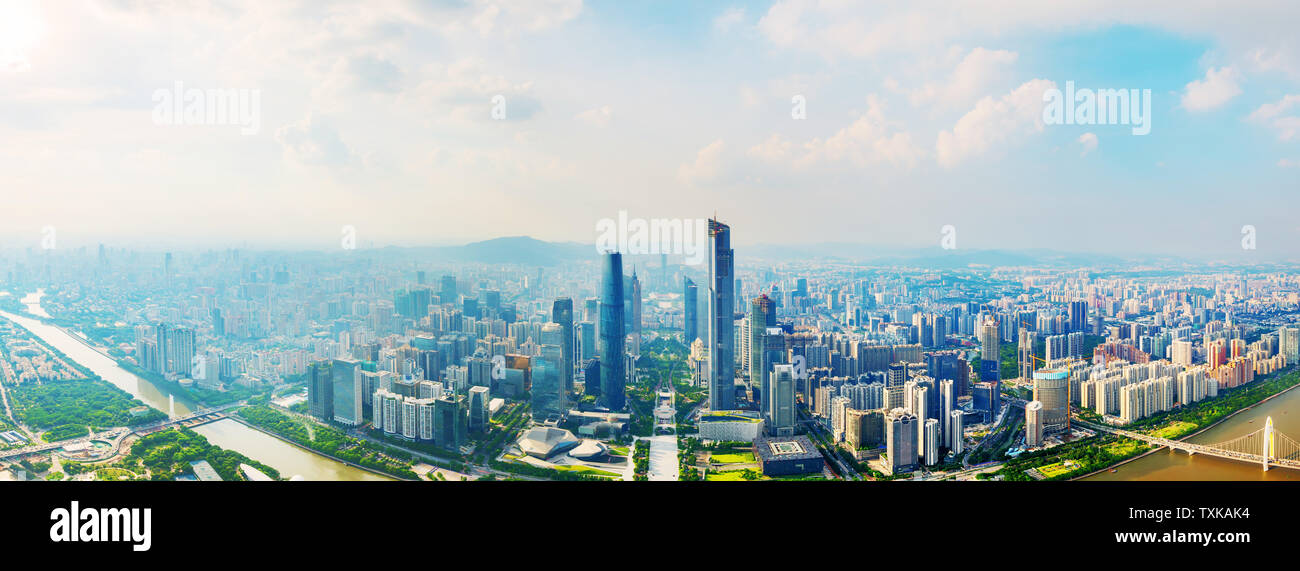 Panorama of skyscrapers and a river Stock Photo - Alamy