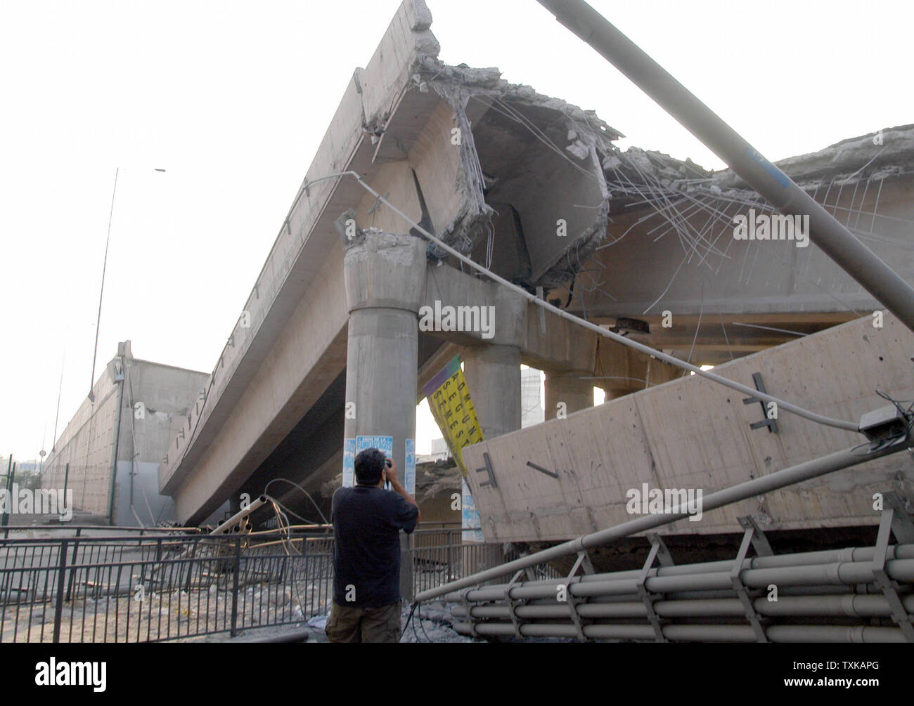 A destroyed highway is seen in Santiago, Chile on February 28, 2010 ...