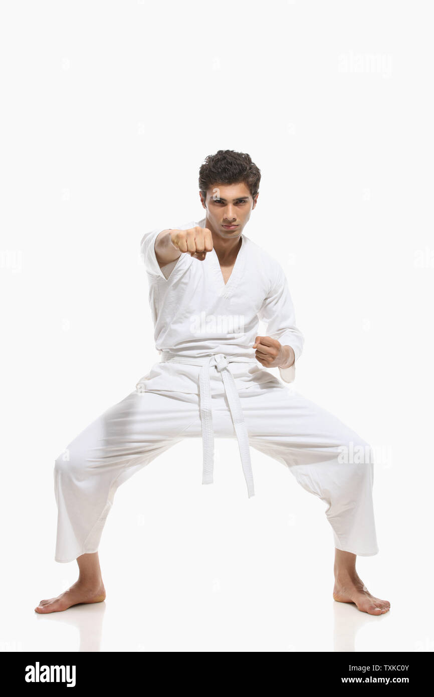 Man in judo stance Stock Photo - Alamy