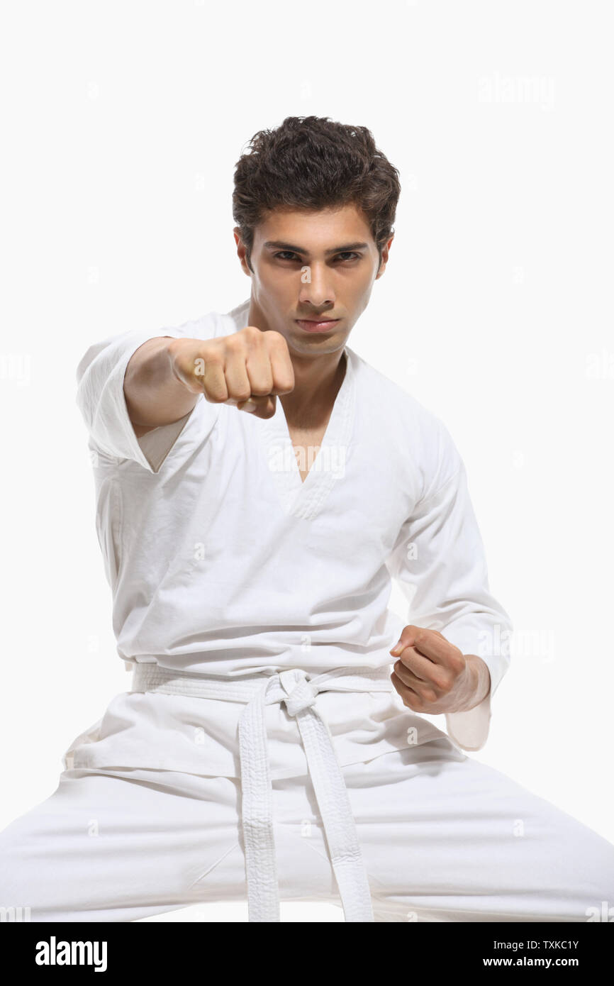 Man in judo stance Stock Photo - Alamy