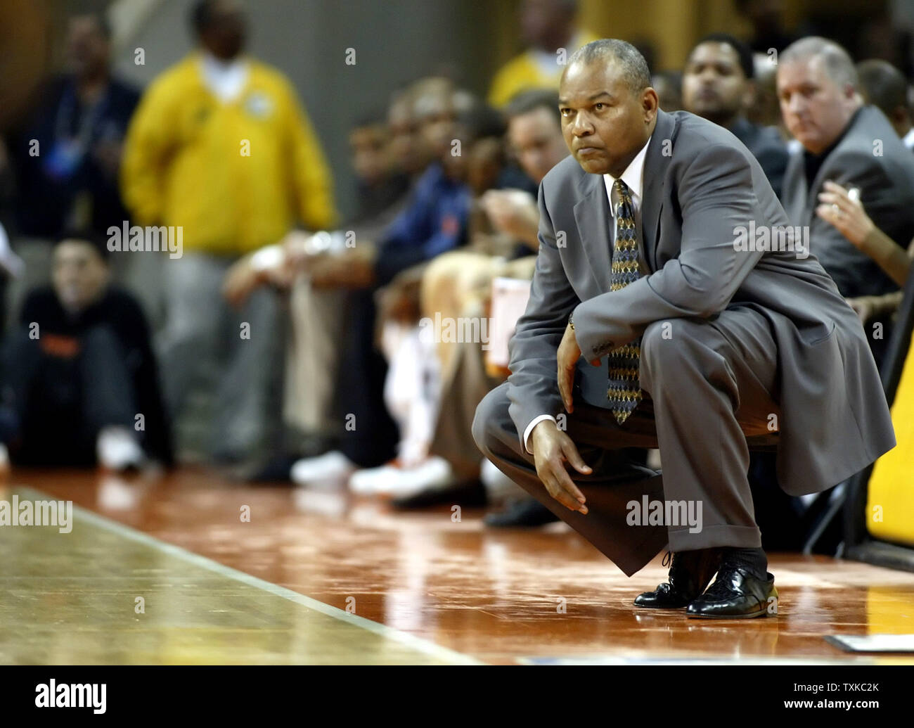Charlotte Bobcats head coach Bernie Bickerstaff watches his team play ...
