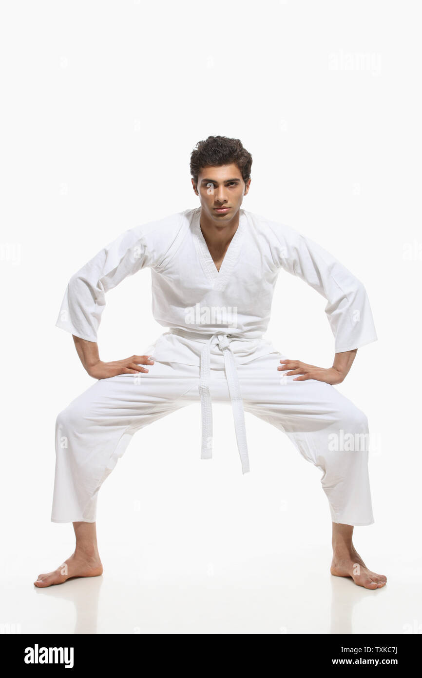 Man in judo stance Stock Photo - Alamy