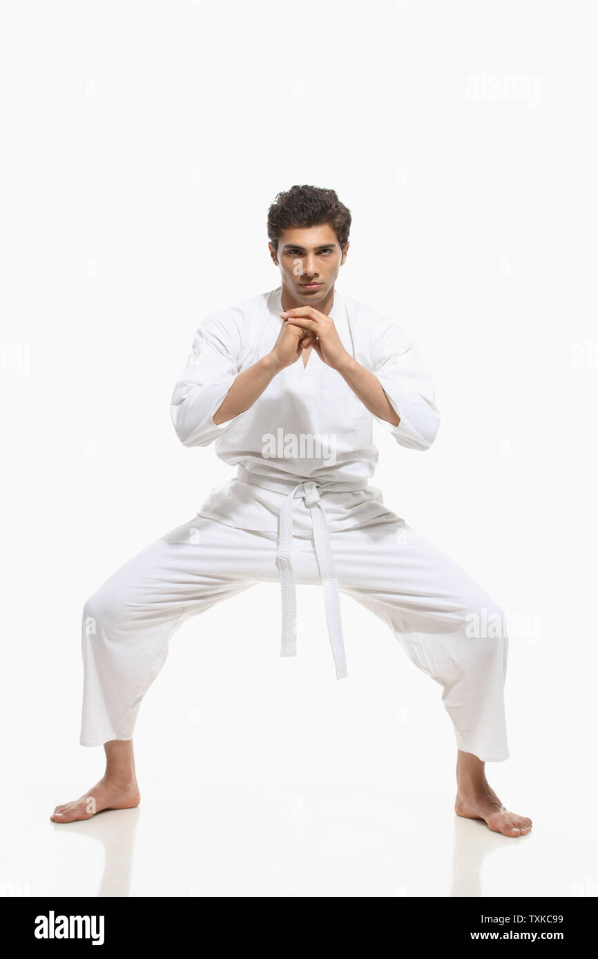 Man in judo stance Stock Photo - Alamy