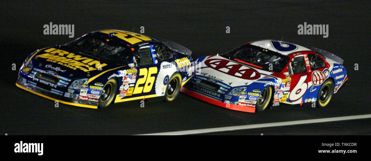 Mark Martin's #6 AAA Ford bumps the #26 IRWIN Industrial Tools Food ...