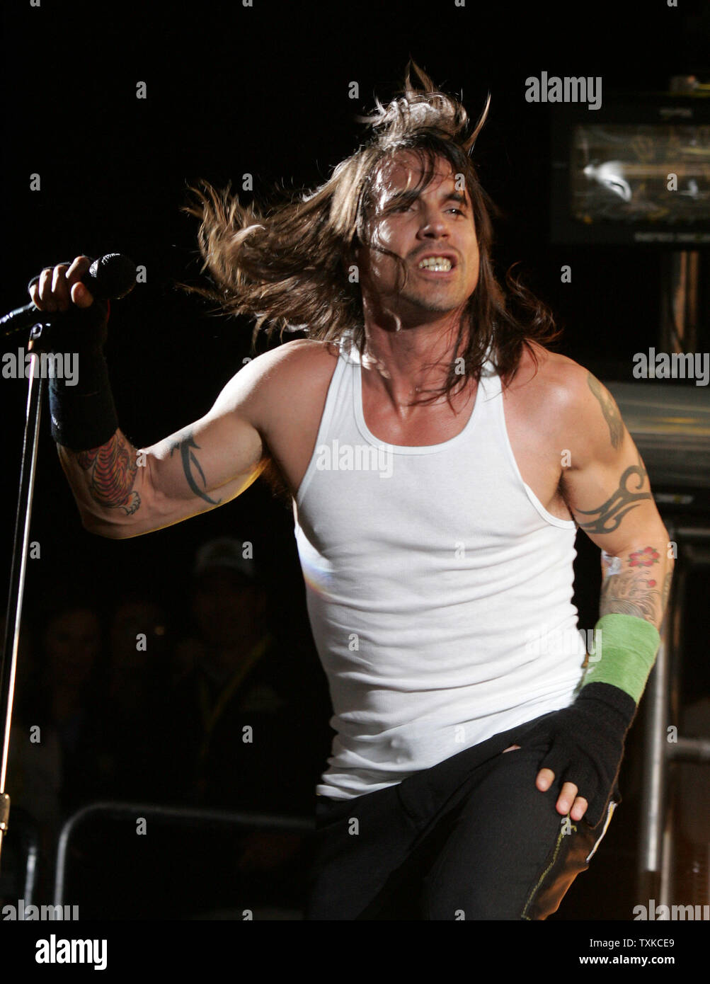 Red Hot Peppers lead singer Anthony Kiedis between races at the NASCAR ...