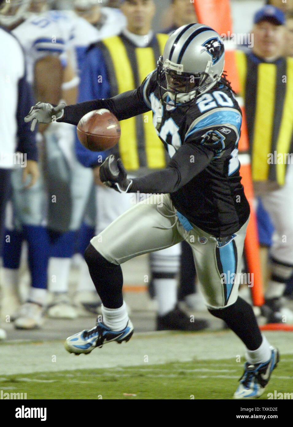 Carolina Panthers cornerback Chris Gamble, pulls in an interception ...