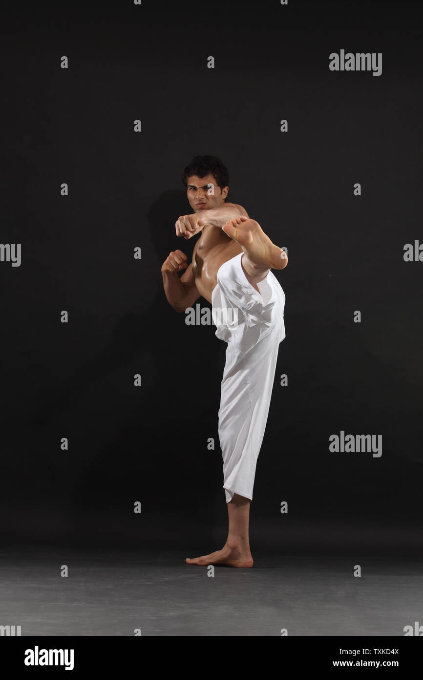 Man in judo stance Stock Photo - Alamy