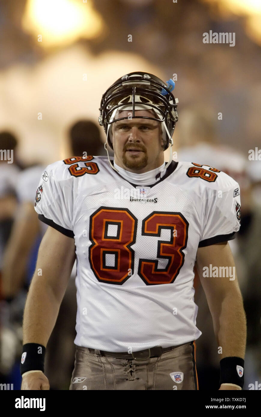 Tampa Bay Buccaneers tight end Dave Moore walks the sidelines as his ...