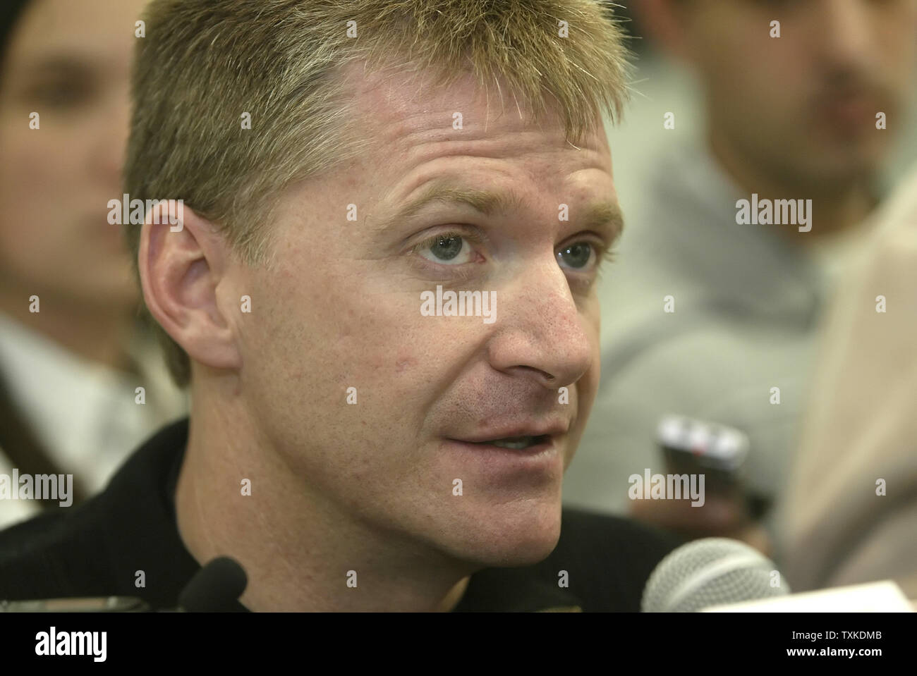 NASCAR driver Jeff Burton answers questions during a press conference ...