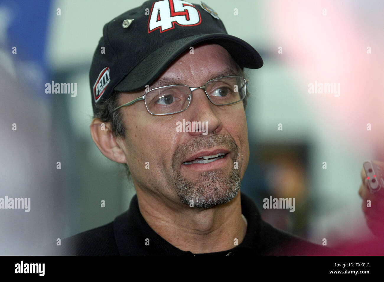 NASCAR driver Kyle Petty answers questions during a media tour stop at ...