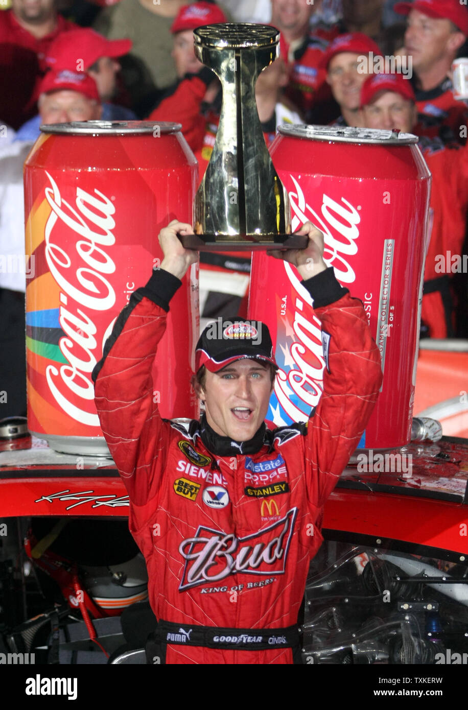 Kasey Kahne celebrates in victory lane after winning the Coca-Cola 600 ...