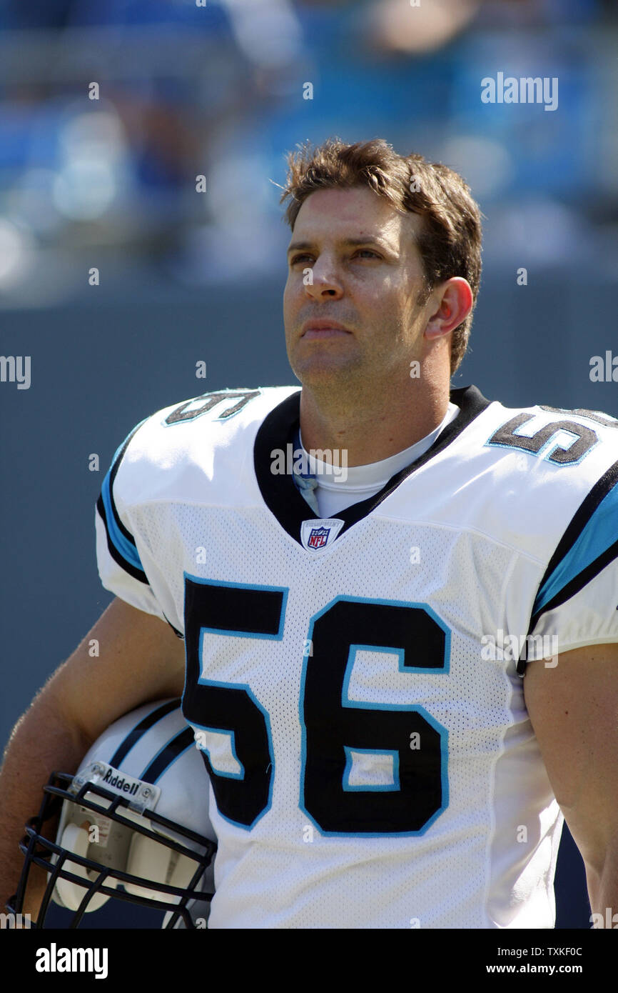 Carolina Panthers linebacker Jason Kyle (56) watches respectfully ...