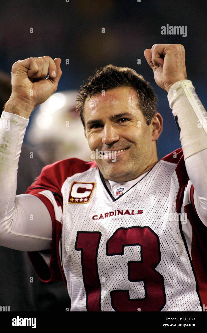 Arizona Cardinals quarterback Kurt Warner celebrates as the Cardinals ...