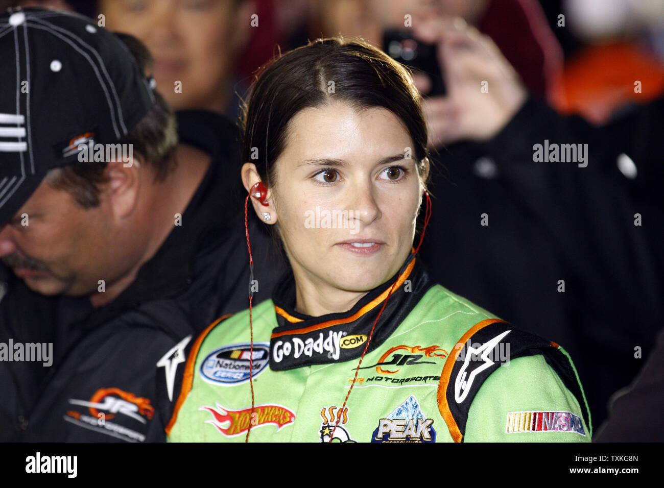 Race Car driver Danica Patrick awaits the start of the NASCAR Dollar ...
