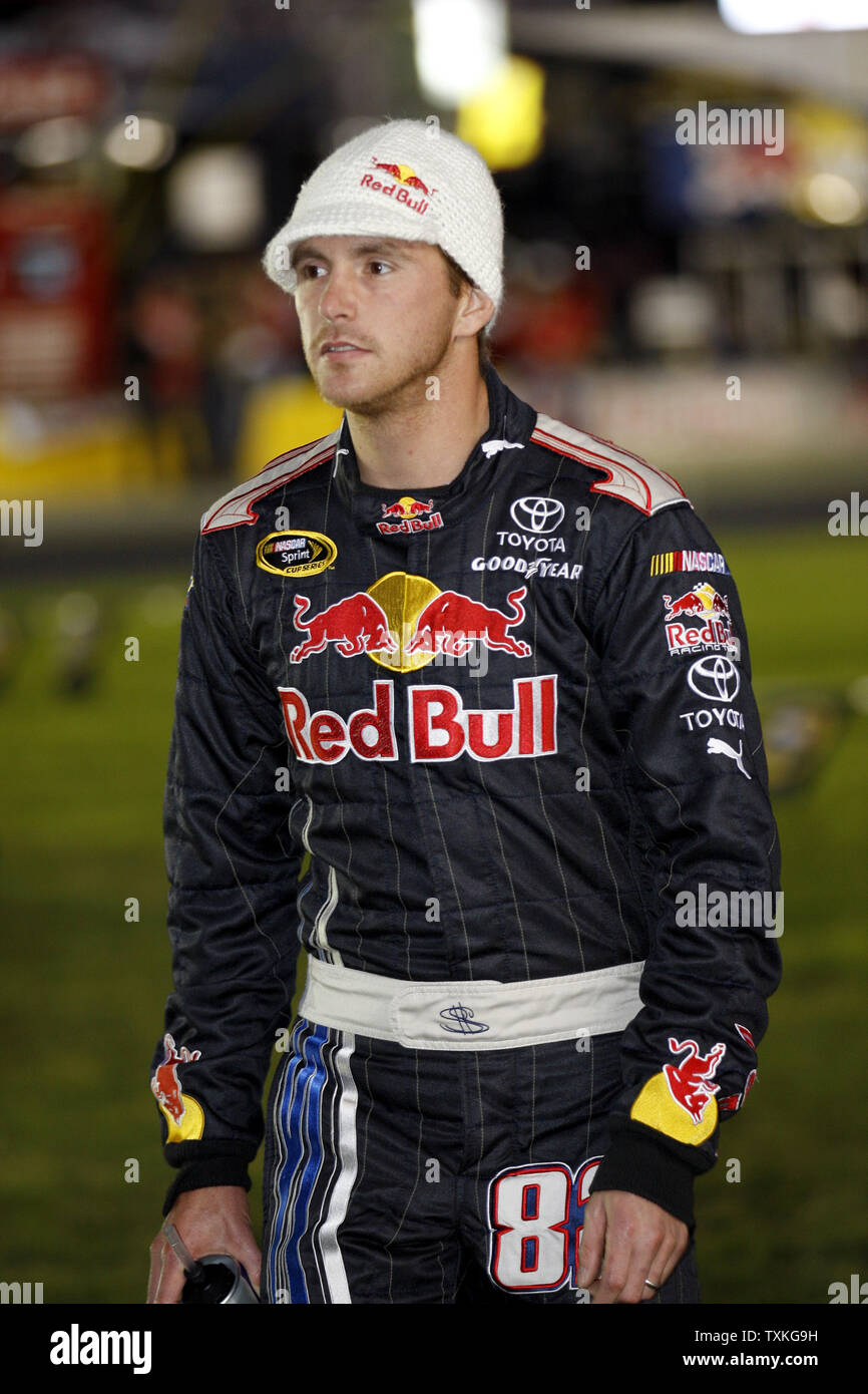 Race car driver Scott Speed before the start of the Bank of America 500 ...