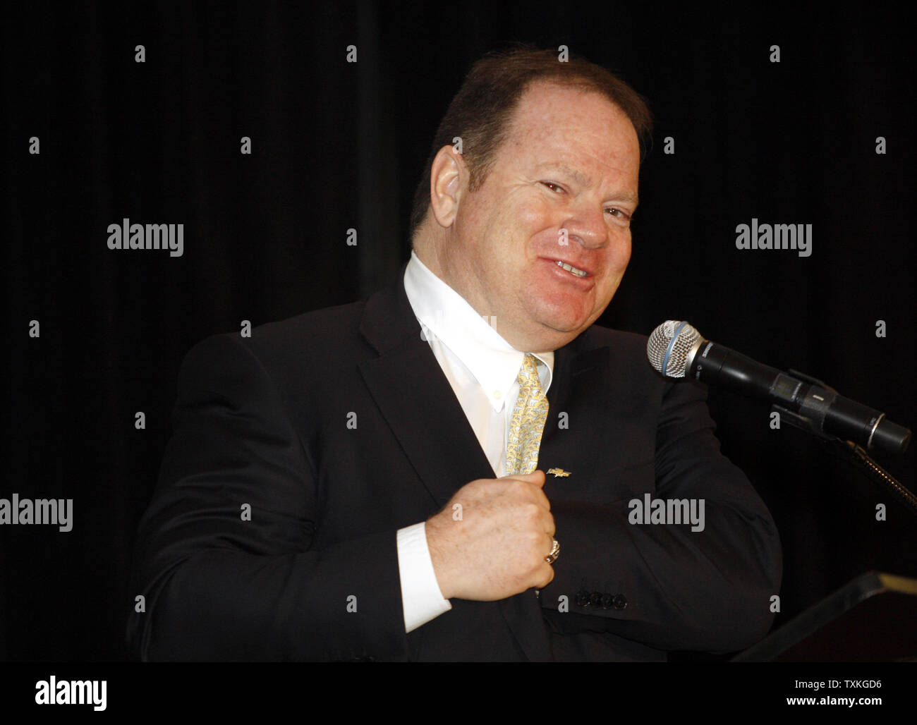 NASCAR race team owner Chip Ganassi speaks at the NASCAR media tour ...