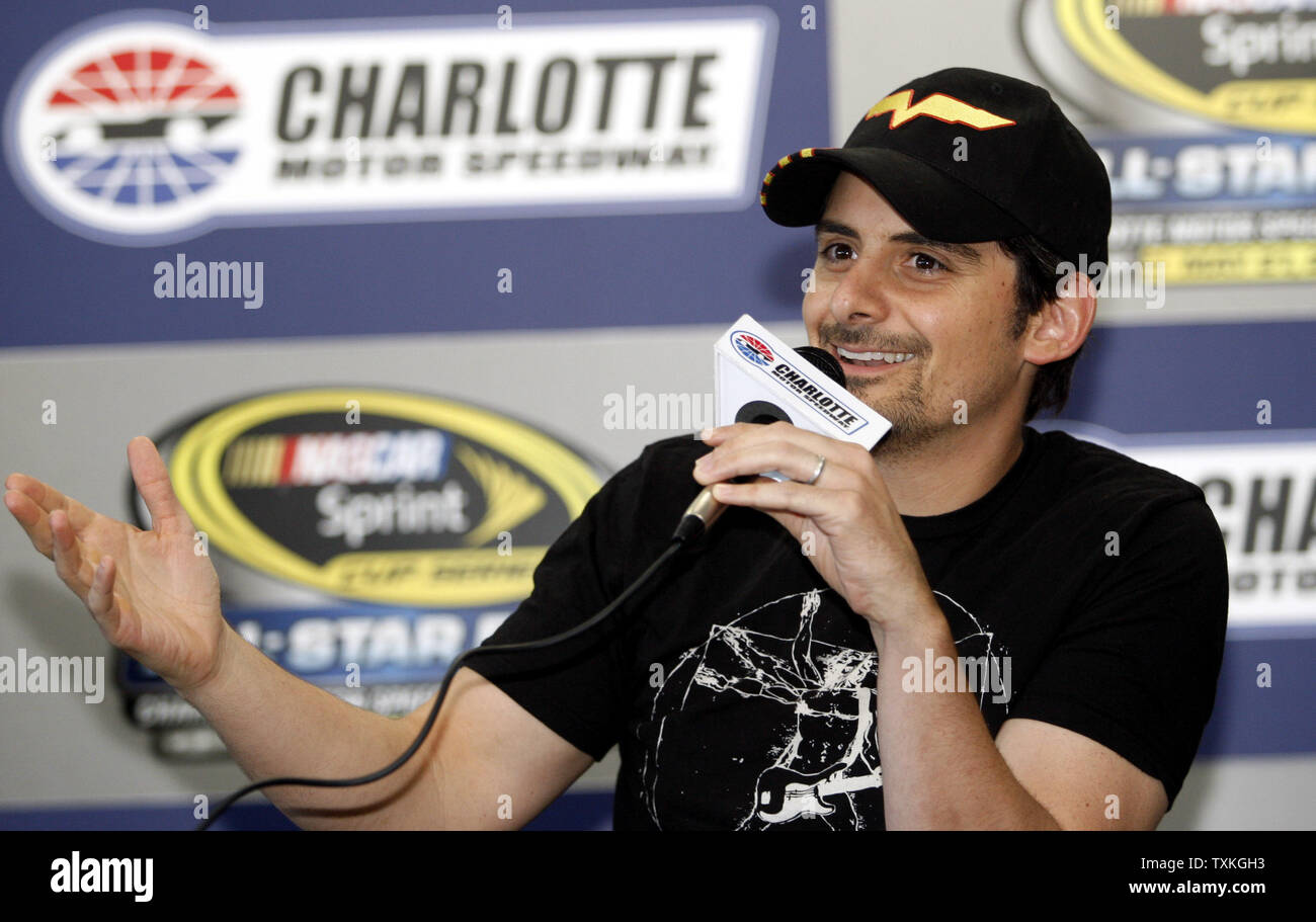Country singer Brad Paisley talks about racing during a press ...