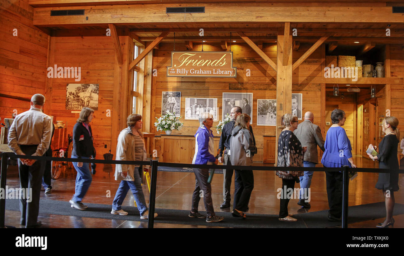 Visitors enter the Billy Graham Library in Charlotte, North Carolina on ...