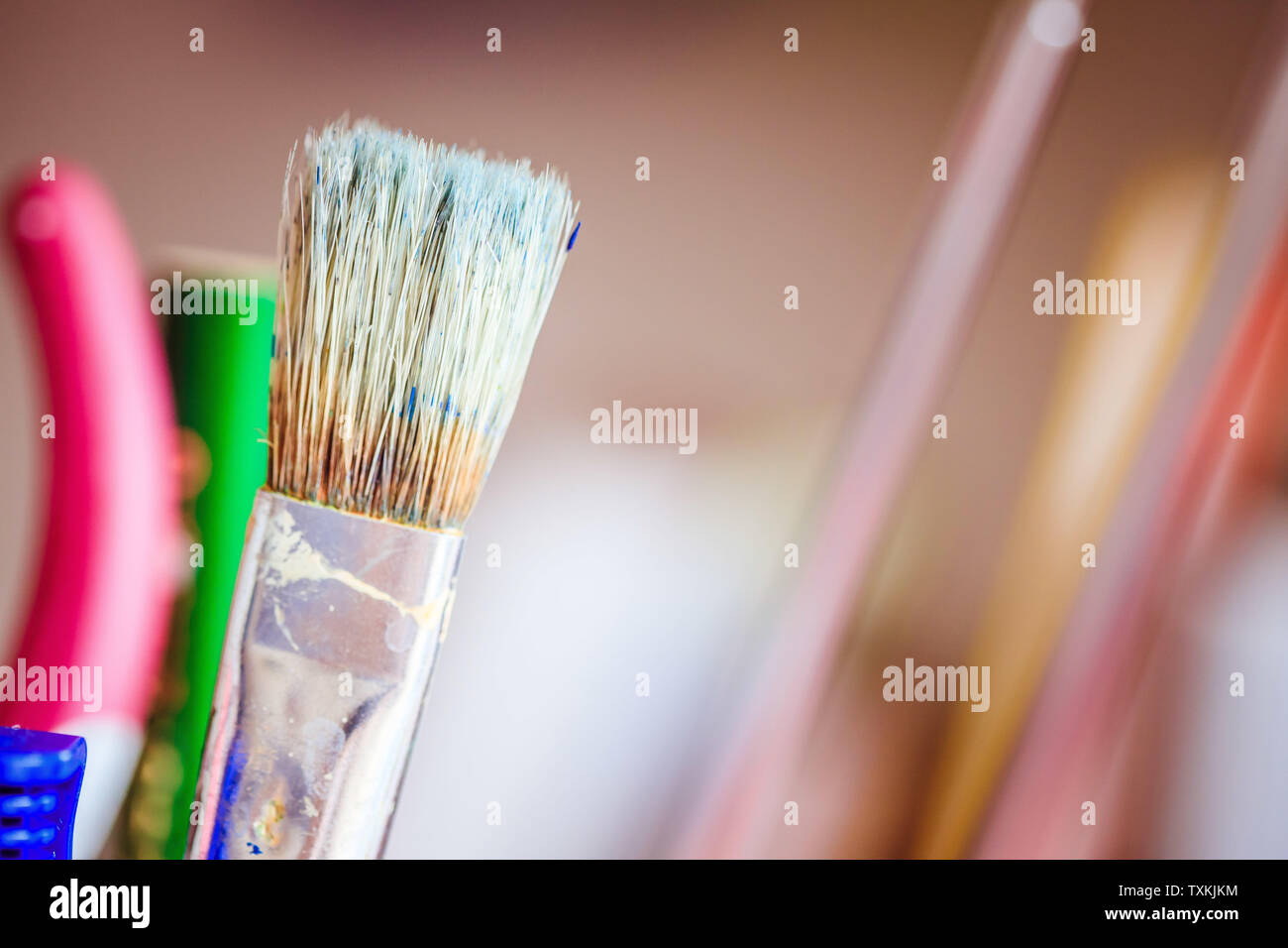Artist paint brush on creative background. Painting therapy Stock Photo ...