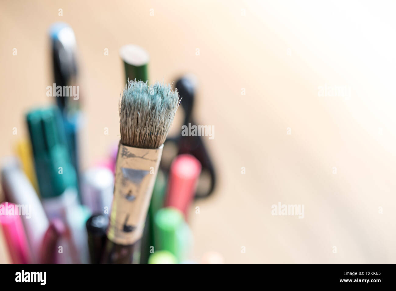 Artist paint brush on creative background. Painting therapy Stock Photo ...