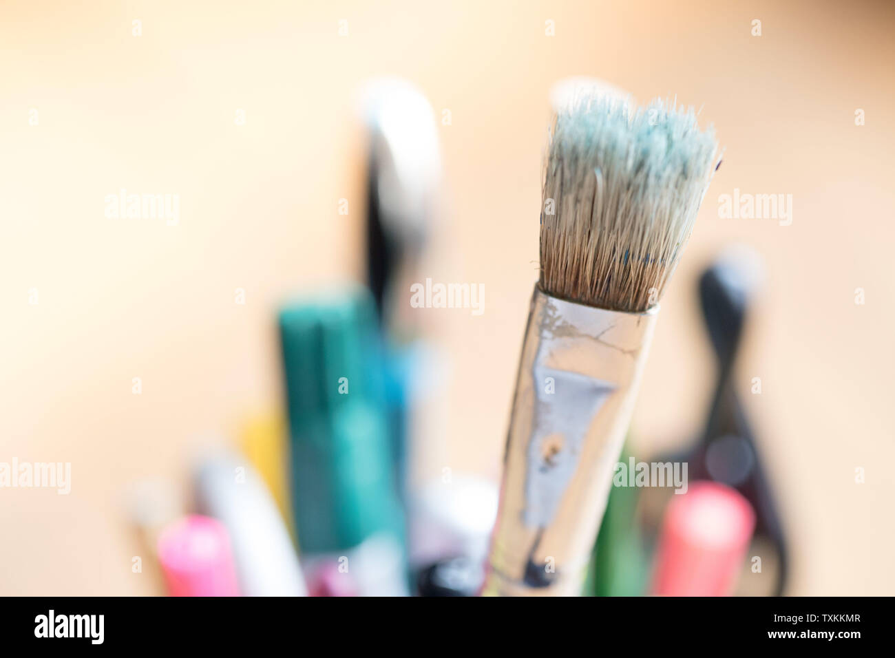 Artist paint brush on creative background. Painting therapy Stock Photo ...