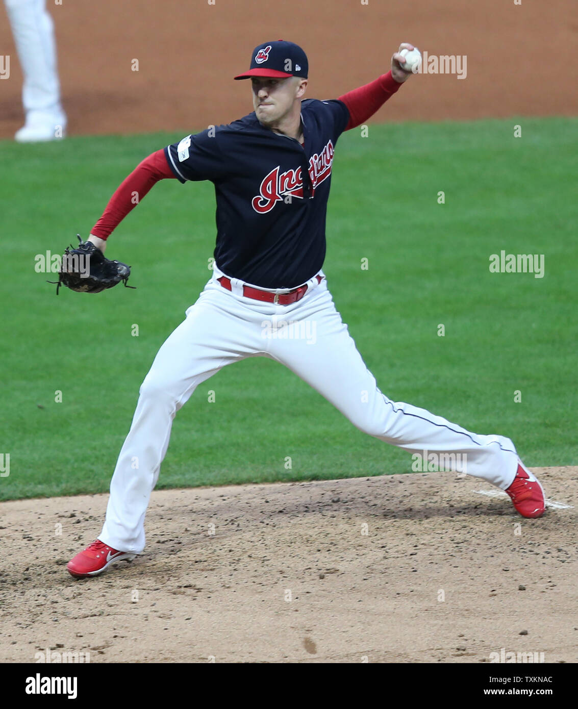 Cleveland Indians reliever Tyler Olson throws in the fourth inning ...