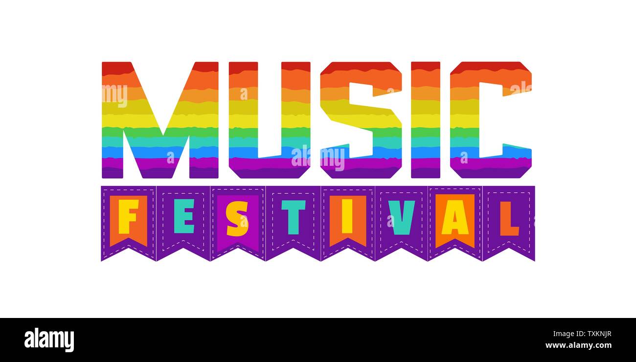 Music Festival hand drawn letters flat vector signboard Stock Vector ...