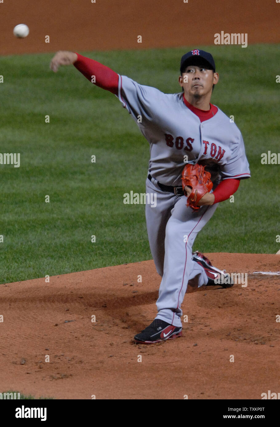 Boston Red Sox's starting pitcher Daisuke Matsuzaka throws against the ...