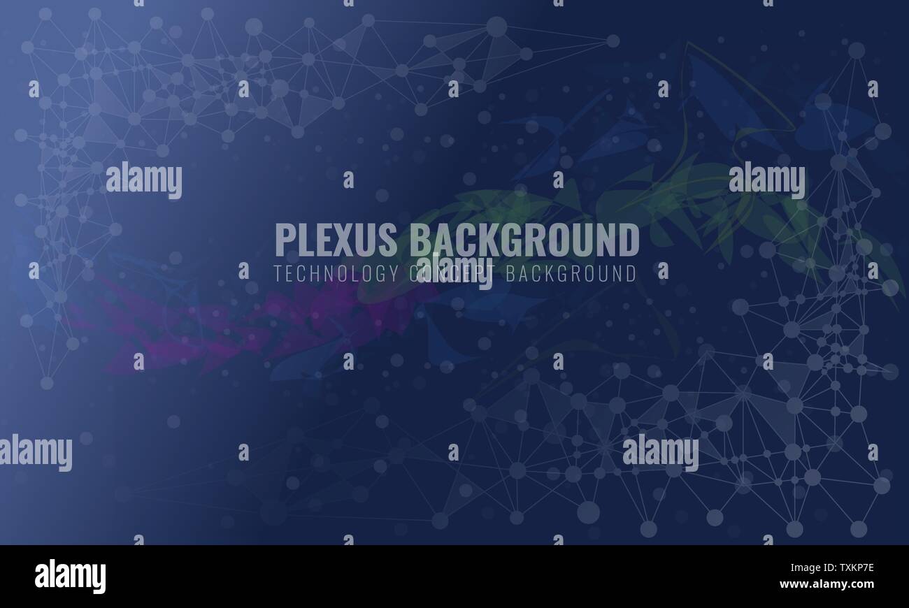 Abstract plexus background with connected lines and dots. Wave flow for ...