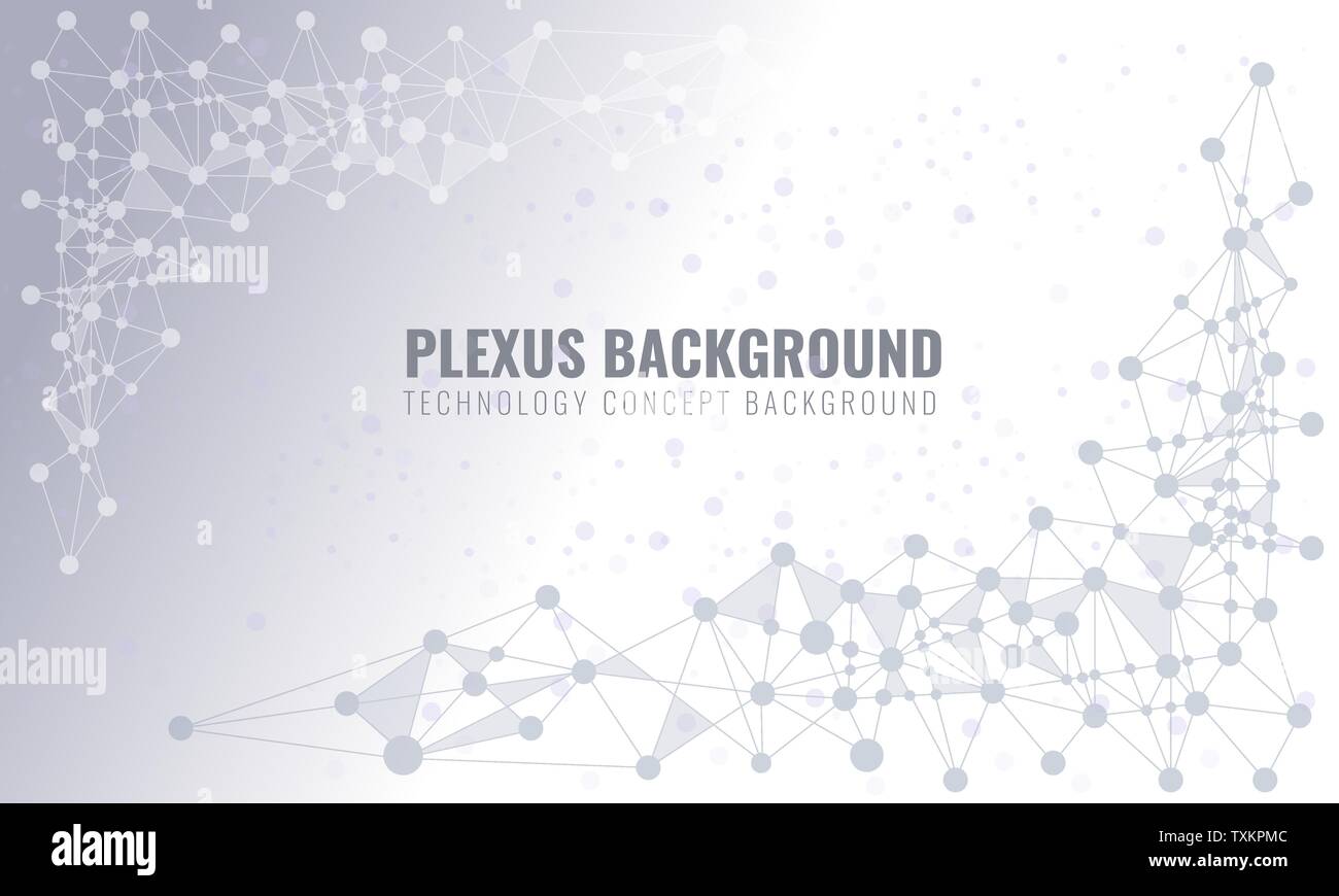 Abstract plexus background with connected lines and dots. Wave flow for your visit card or flyer ...