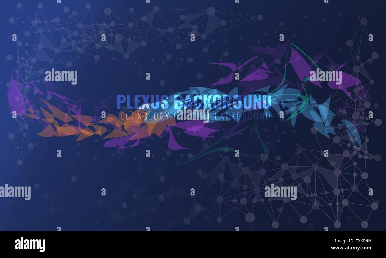 Abstract plexus background with connected lines and dots. Wave flow for ...