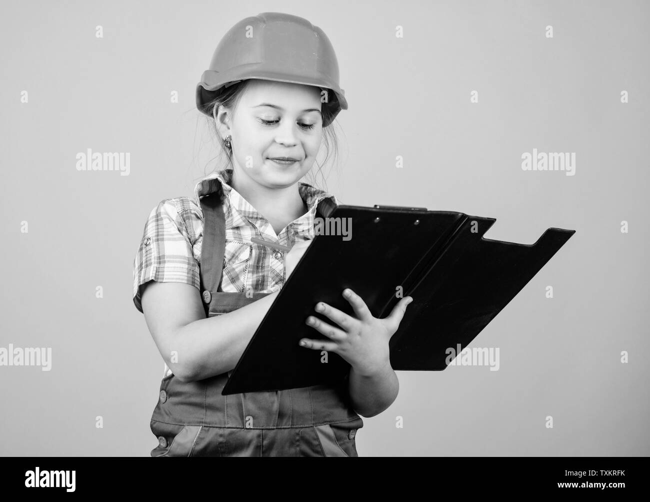 Builder engineer architect. Kid worker in hard hat. Child care ...