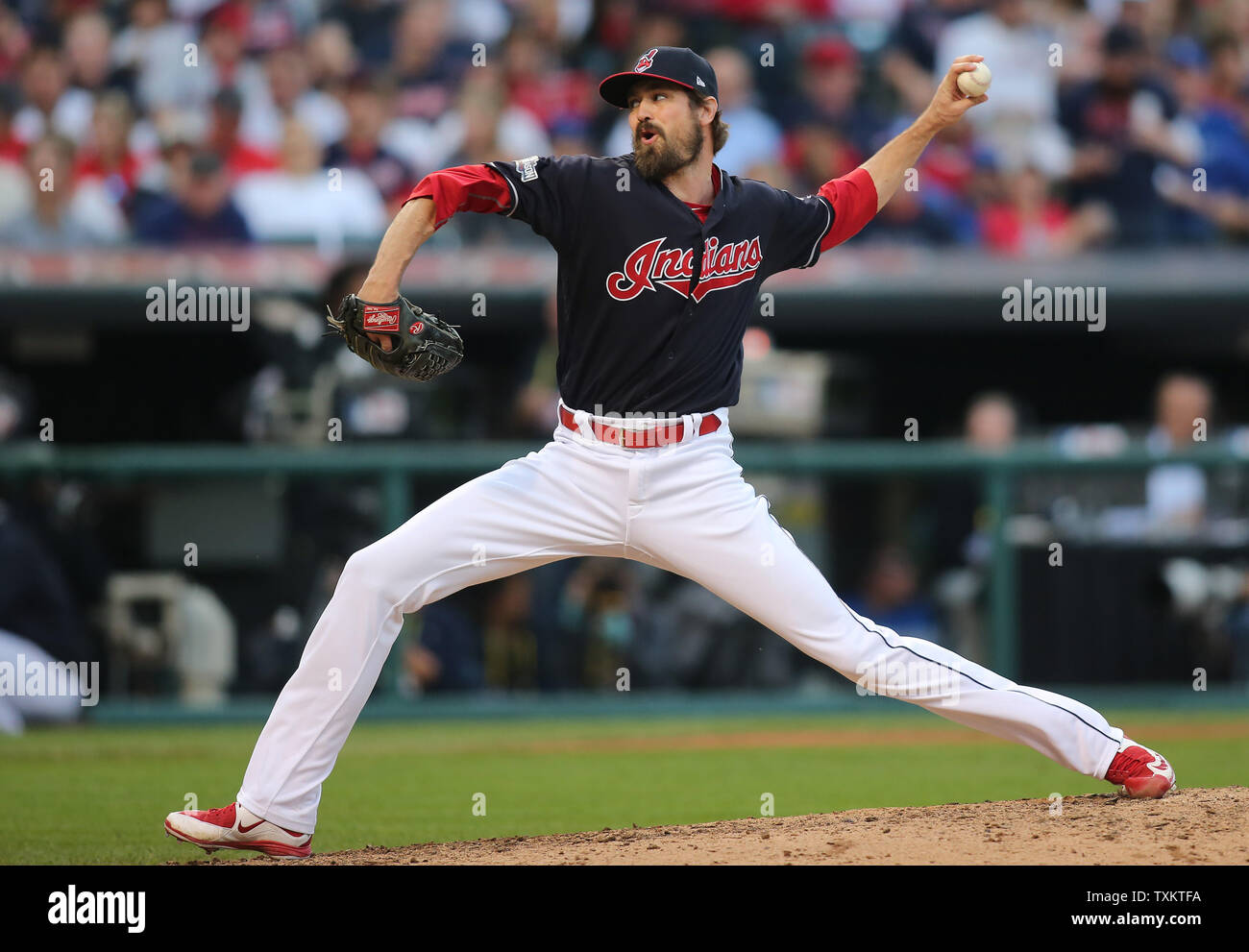 Cleveland Indians relief pitcher Andrew Miller delivers to the Toronto ...