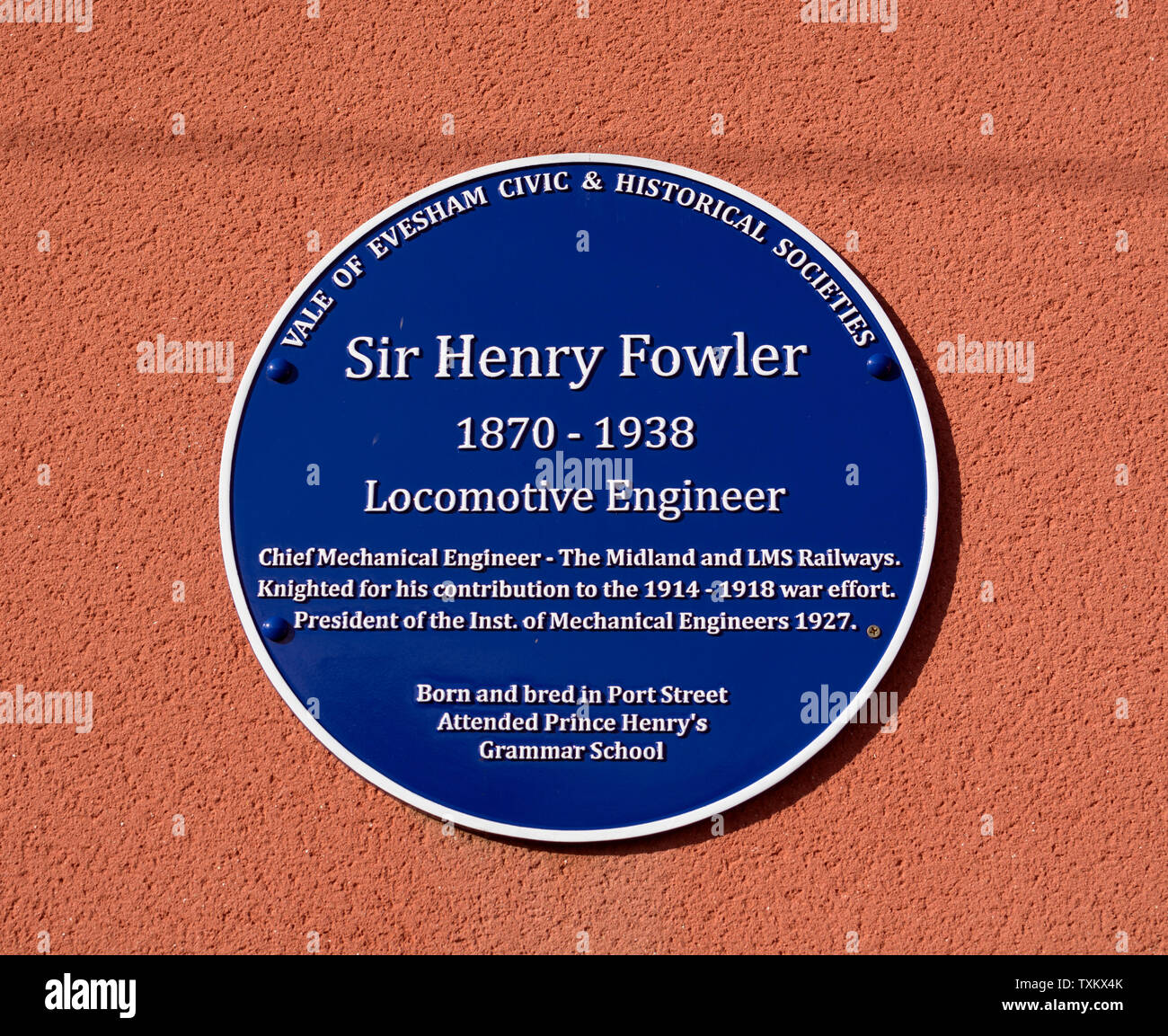 Sir Henry Fowler blue plaque, Evesham, Worcestershire, England, UK ...