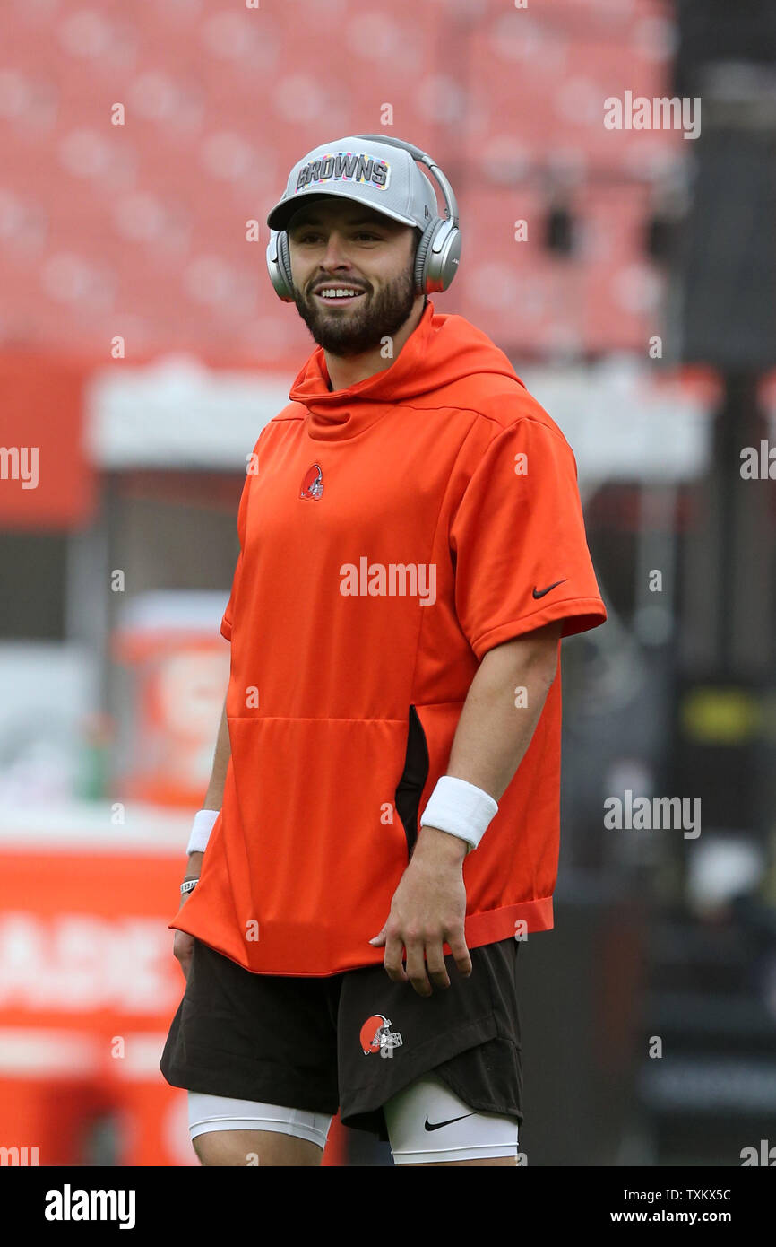 Cleveland Browns quarterback Baker Mayfield during warm ups for a game ...