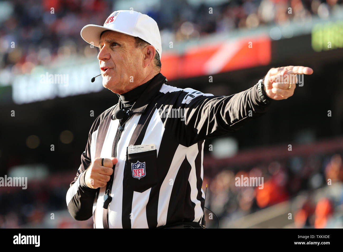NFL referee Pete Morelli makes a call during a game between the ...