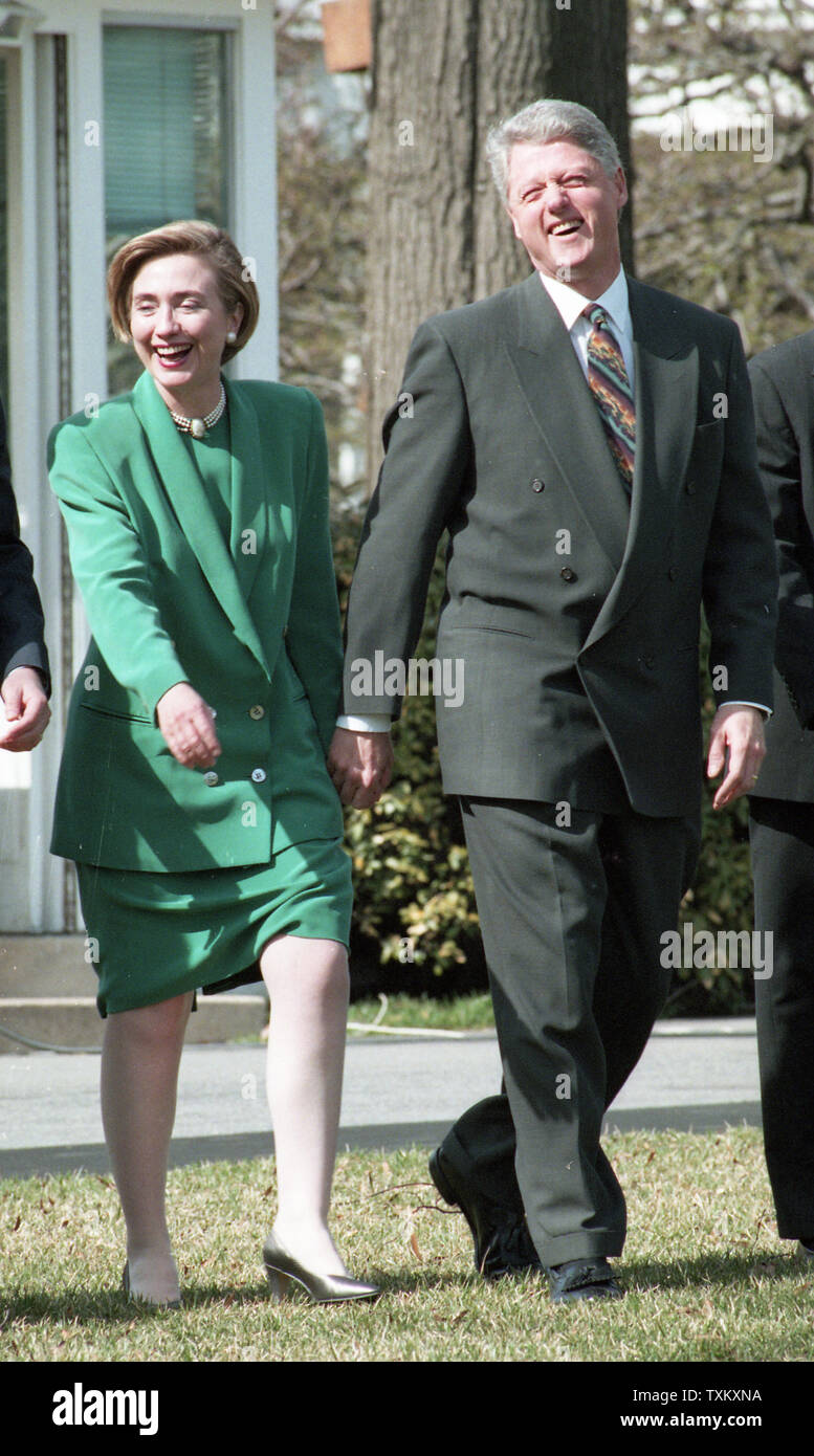 U.S. President Bill Clinton and First Lady Hillary Clinton arrive at an ...