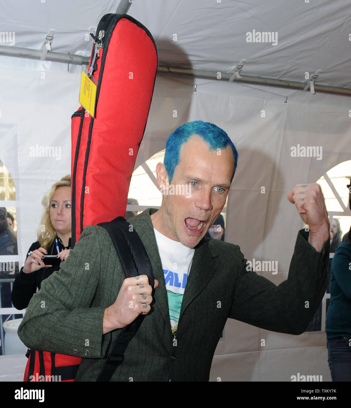 Flea, bassist for the band Red Hot Chili Peppers, arrives for the Rock ...