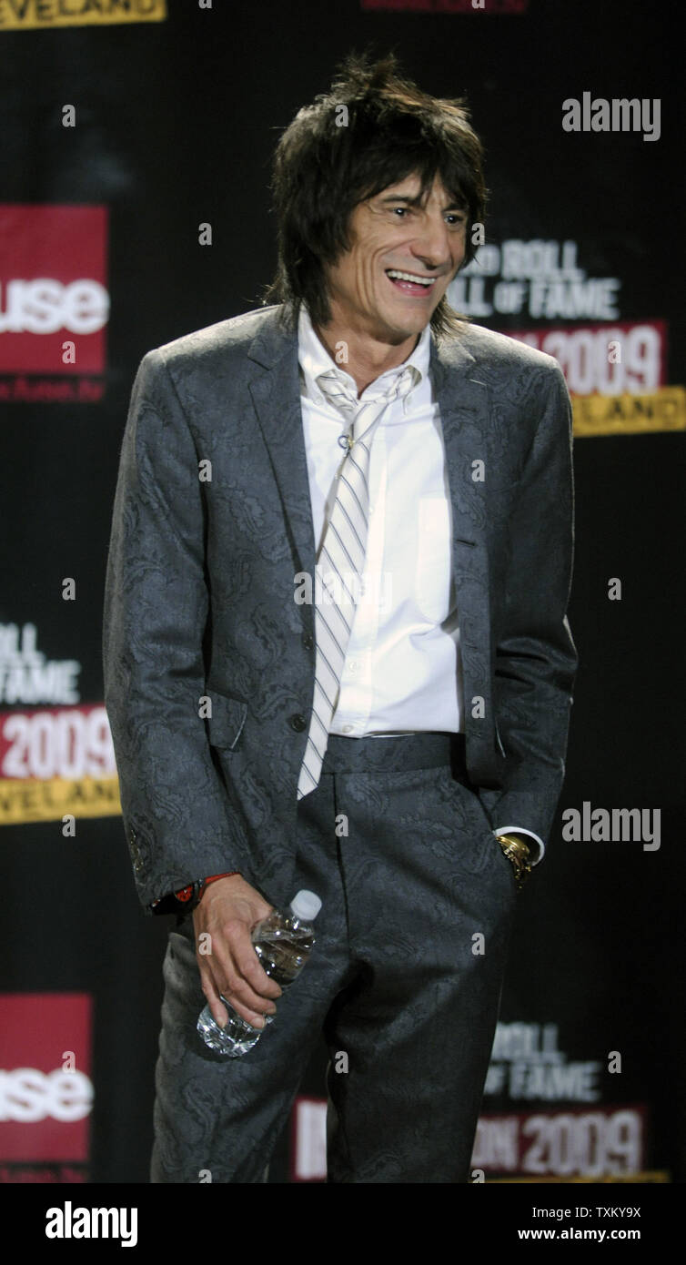 Ronnie Wood, who introduced inductee Bobby Womack, speaks to the press ...