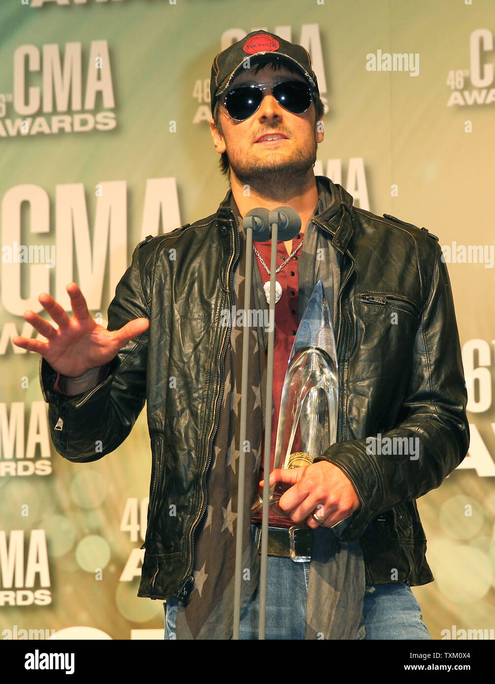 Eric Church, winner of Best Album of the Year, poses with his trophy ...