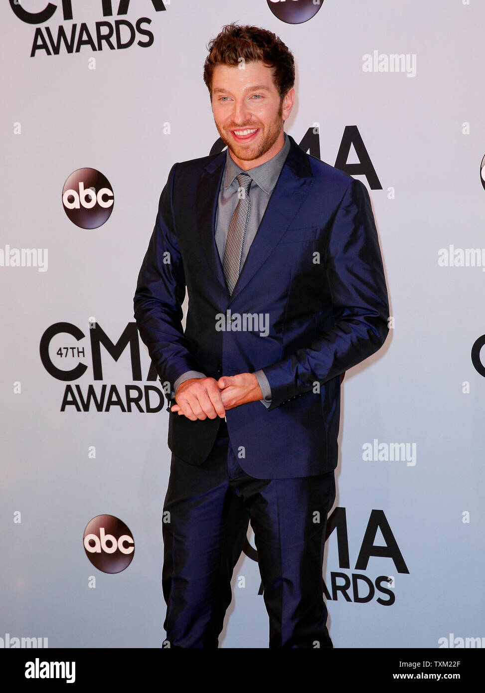 Brett Eldredge arrives on the red carpet at the 47th Annual Country ...