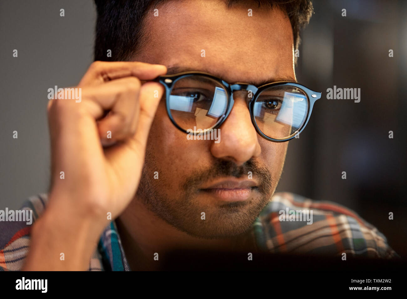 Indian man dark face night hi-res stock photography and images - Alamy