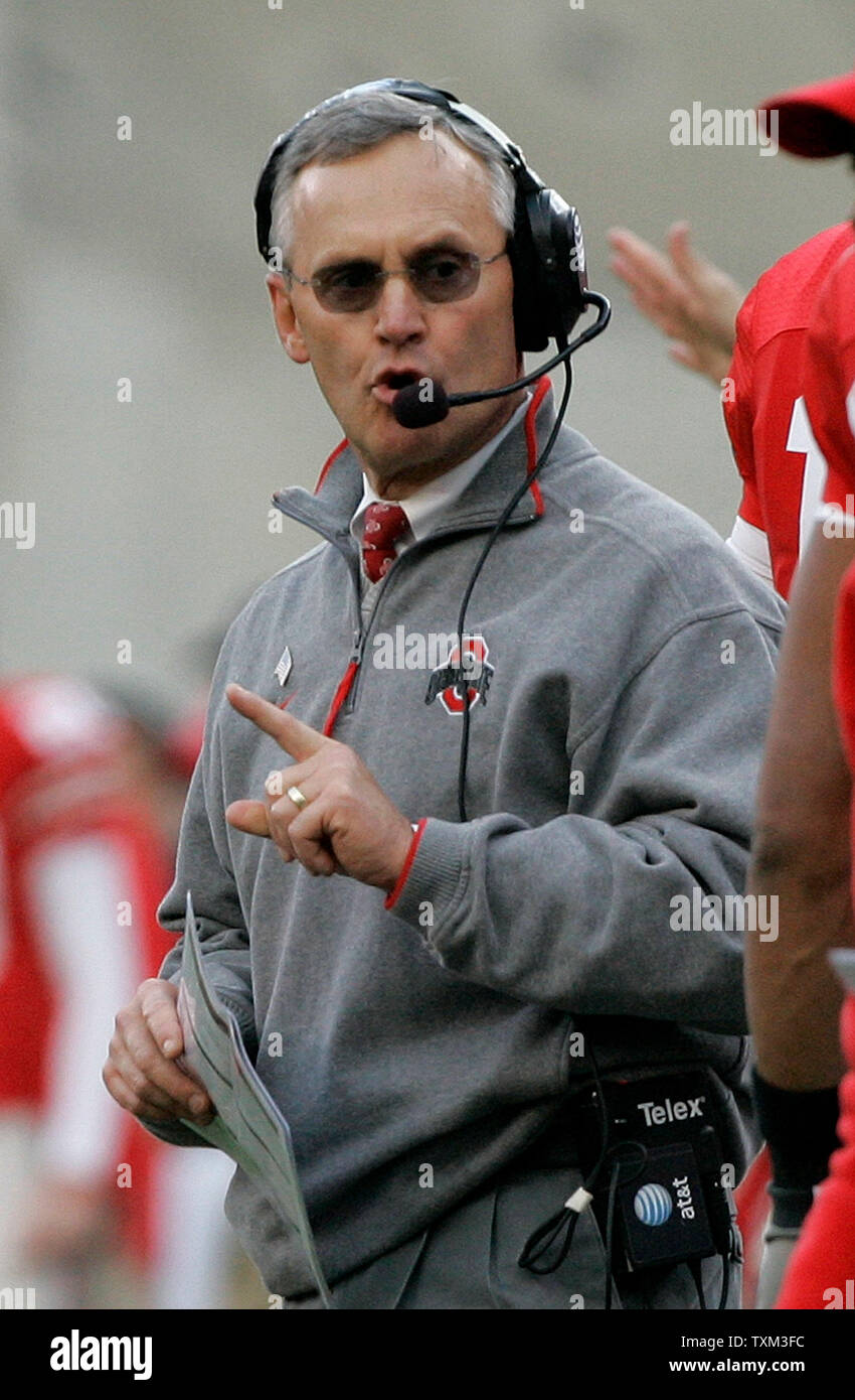 Ohio State coach Jim Tressel stands on the sidelines during the first ...