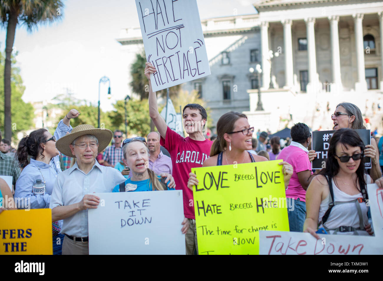 Thousands of protesters rally outside the South Carolina State House on ...