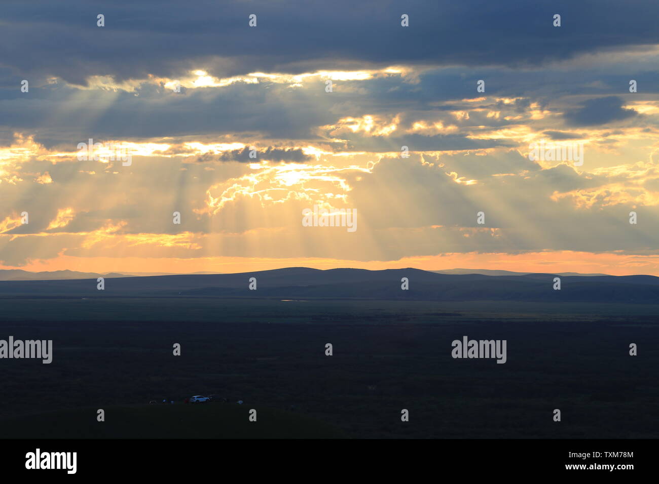 Hulunbuir Prairie sunset Stock Photo - Alamy