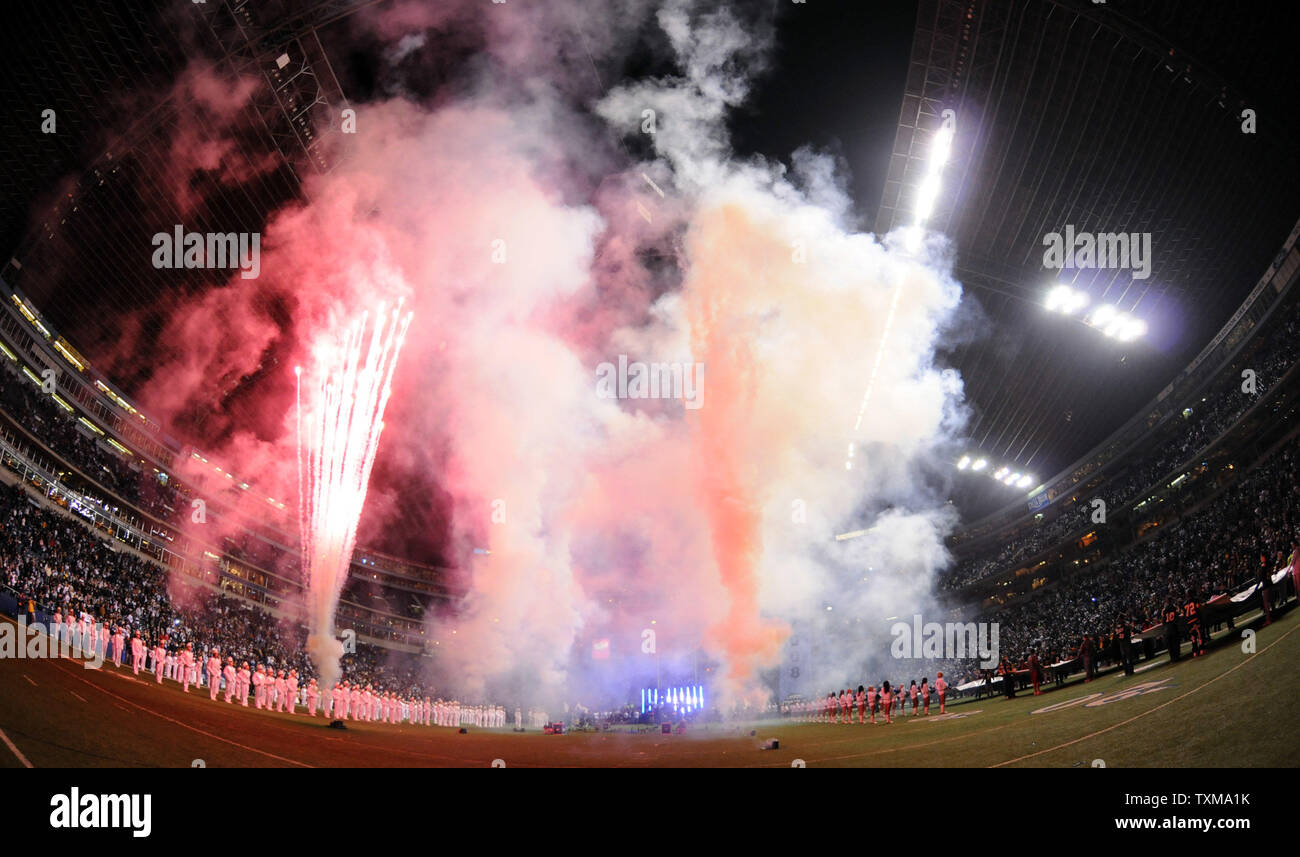 Fireworks explode inside Texas Stadium during a post-game ceremony ...