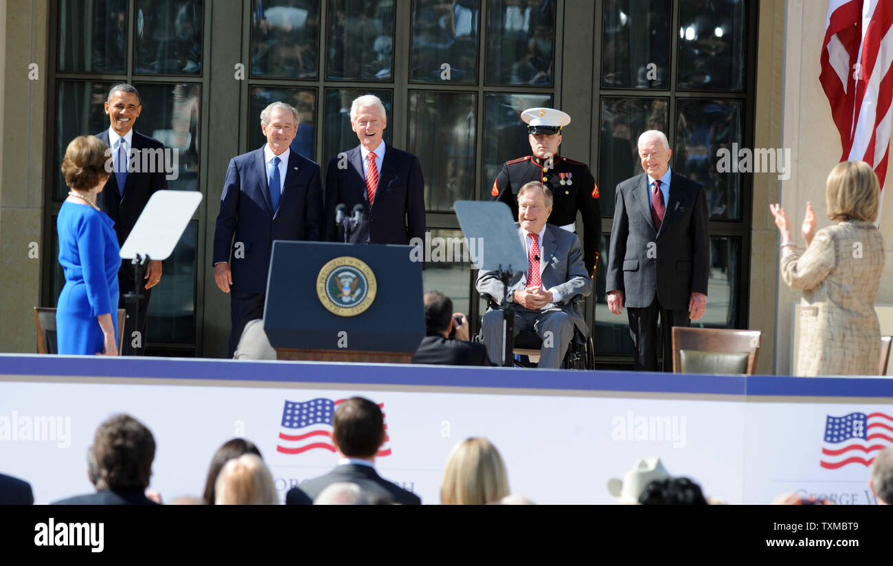United States Presidents, from left, Barack Obama, George W. Bush, Bill ...
