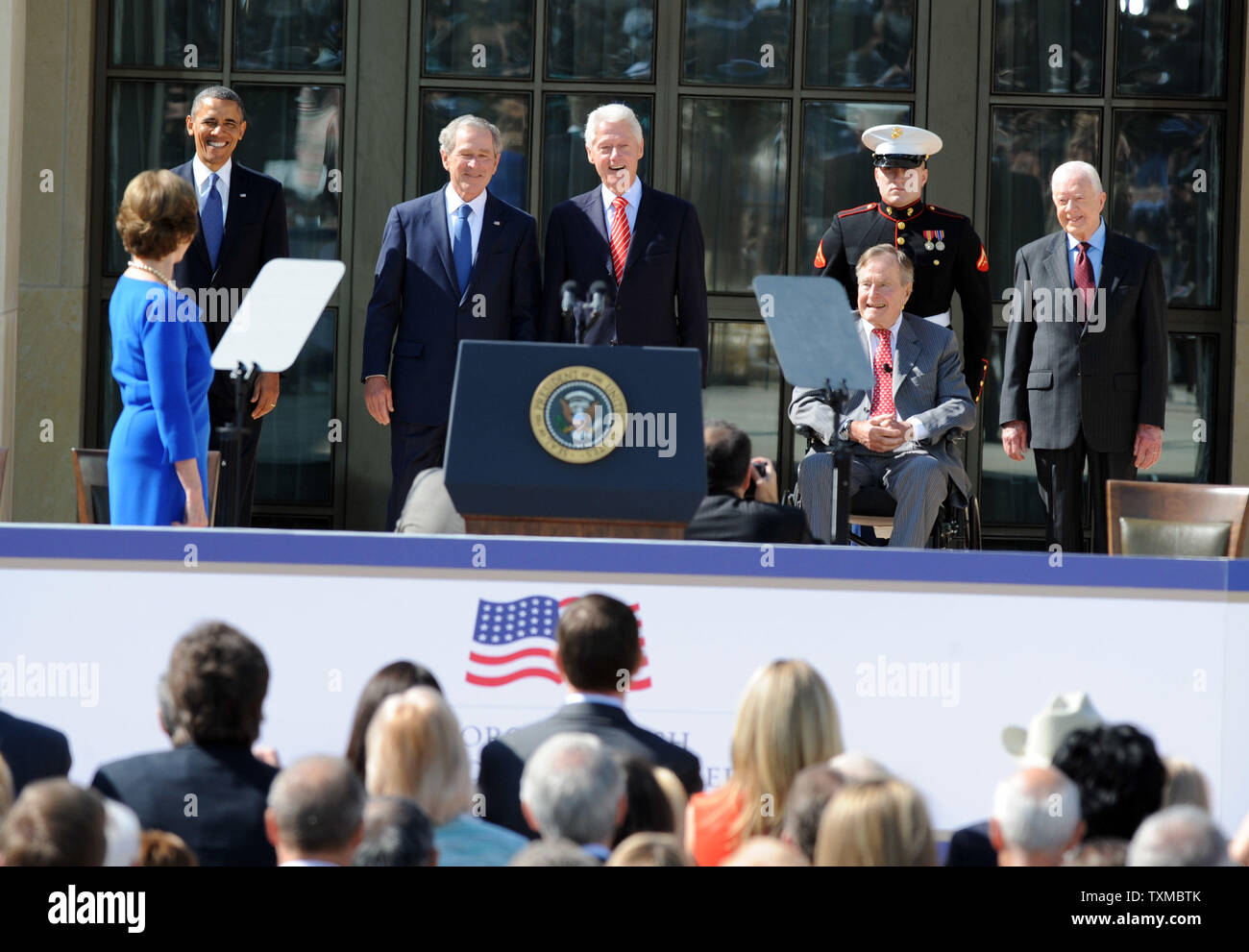 United States Presidents, from left, Barack Obama, George W. Bush, Bill ...